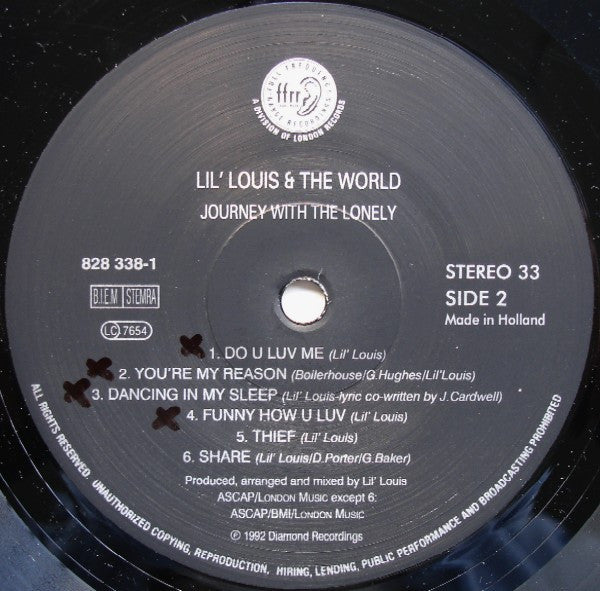 Lil' Louis & The World : Journey With The Lonely LP, Album (VG+ / VG+ ...