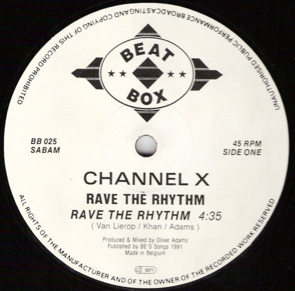 Channel X : Rave The Rhythm 12" (VG / VG+) - Dig Vinyl